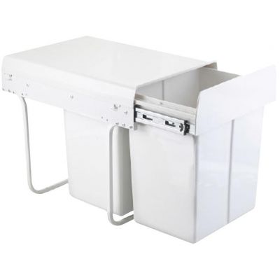 Standard 40L (20L x 2) White Self Close Twin Bin