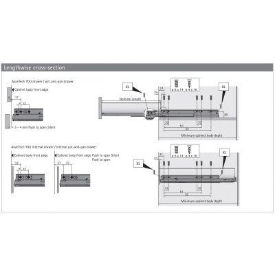 Hettich Actro YOU XL 70kg Soft Closing Runner Set