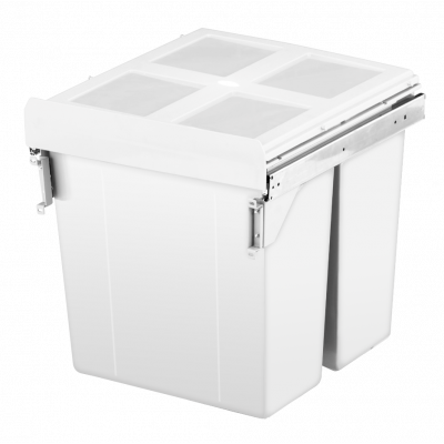 Door Mount Self Close 62L (31L x 2) White Twin Bin