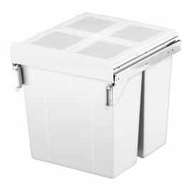 Door Mount Self Close 62L (31L x 2) White Twin Bin